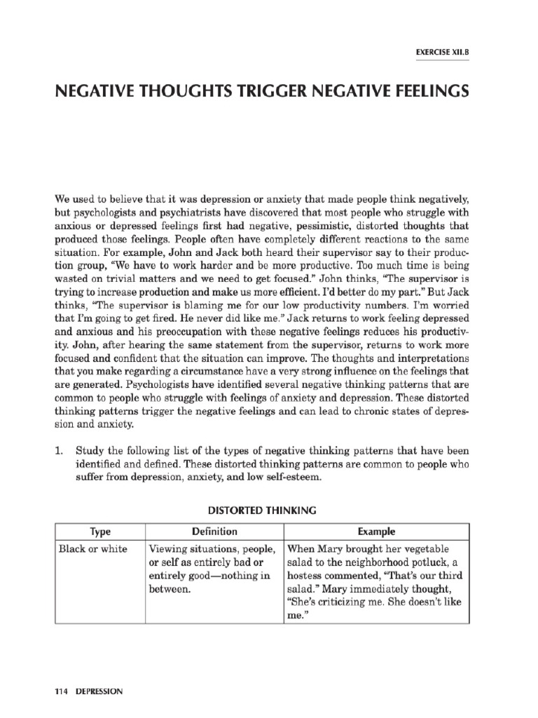 HH - Negative Thoughts Trigger Negative Feelings PDF | PDF