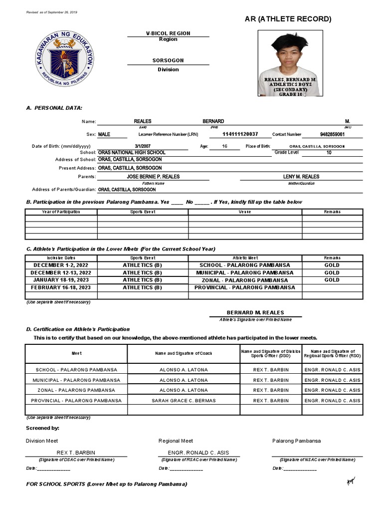 1 2020 Athlete Record | PDF
