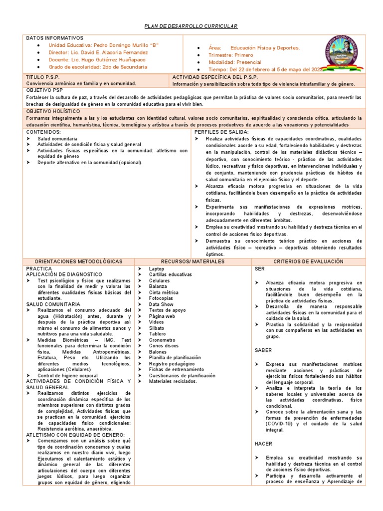 PDC-2023 - EFD 2do Sec. | PDF | Deporte del atletismo