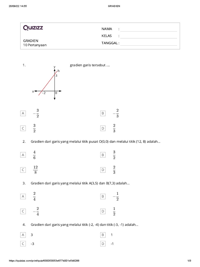 Soal Gradien untuk Kelas 8 | PDF