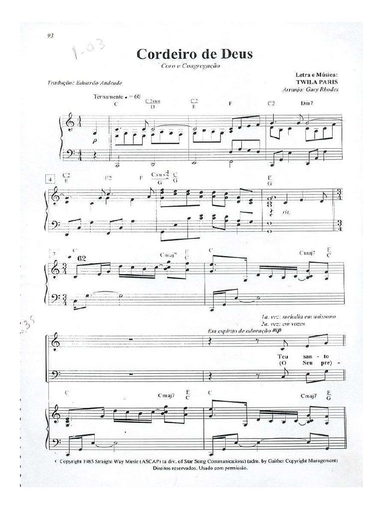 Cordeiro de Deus Partitura | PDF