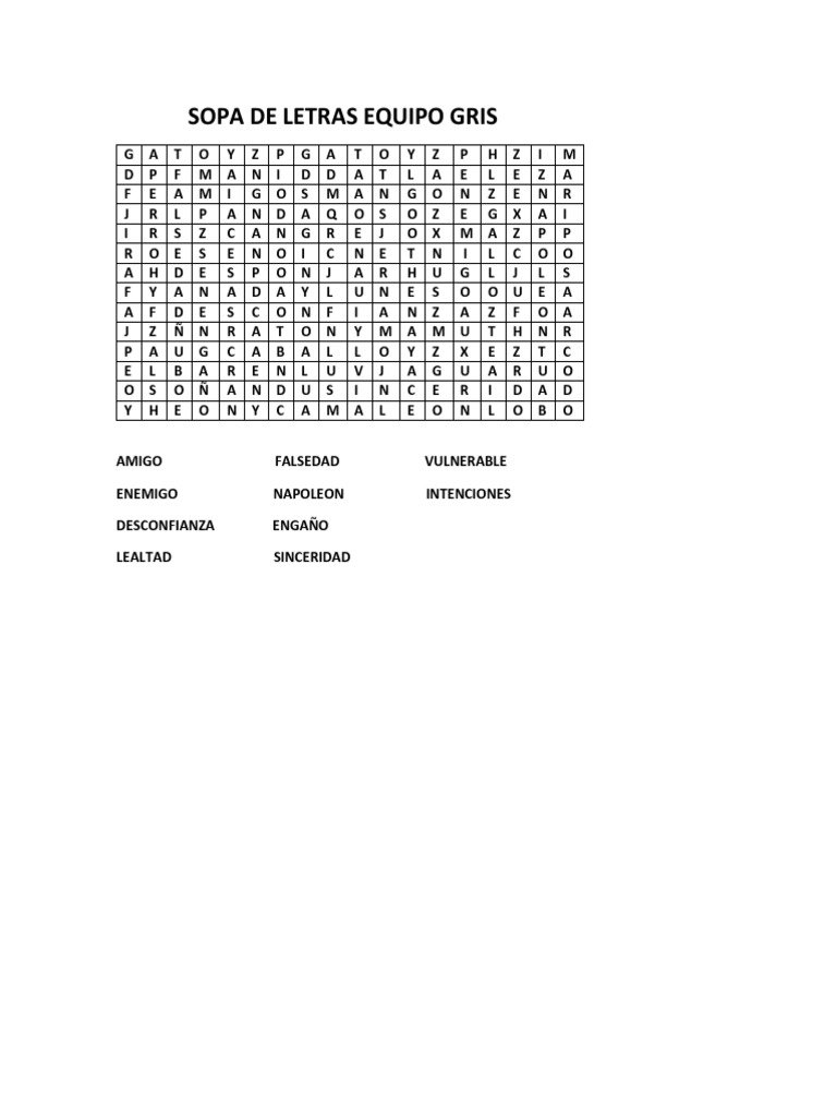Sopa de Letras Equipo Gris | PDF