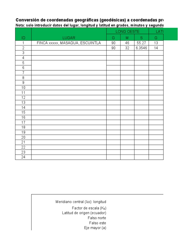 Conversion A Coordenadas GTM | PDF | Geodesia | Medida Geométrica