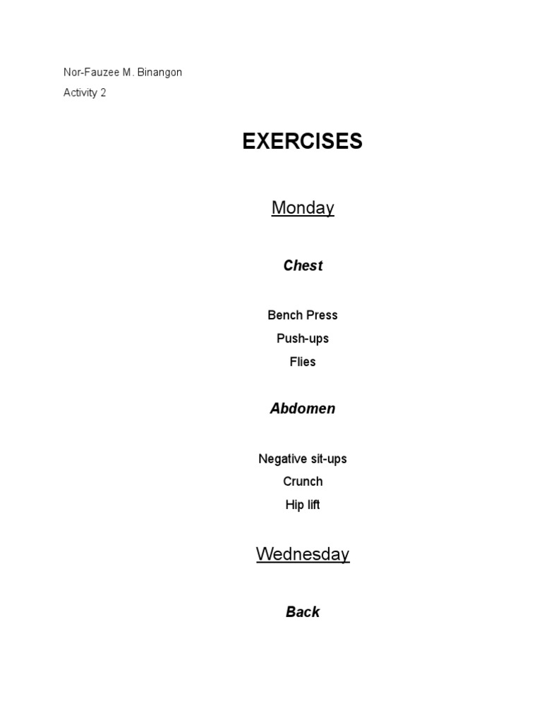 Chest & Back Workout Routine | PDF