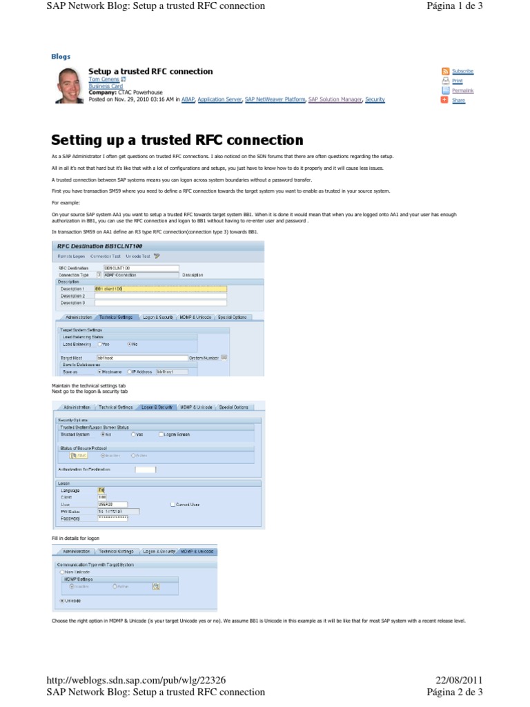Basis How Configure Trusted Rfc Pdf Login Password