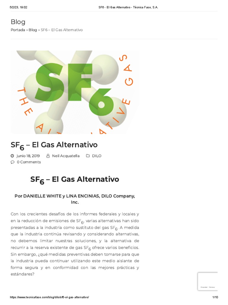 SF6 - El Gas Alternativo - Técnica Fase, S.A - PDF | PDF | Gases ...