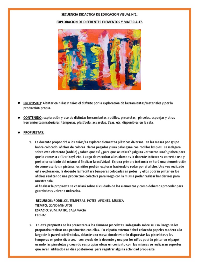 Explorando materiales y herramientas plásticas: Una secuencia didáctica ...