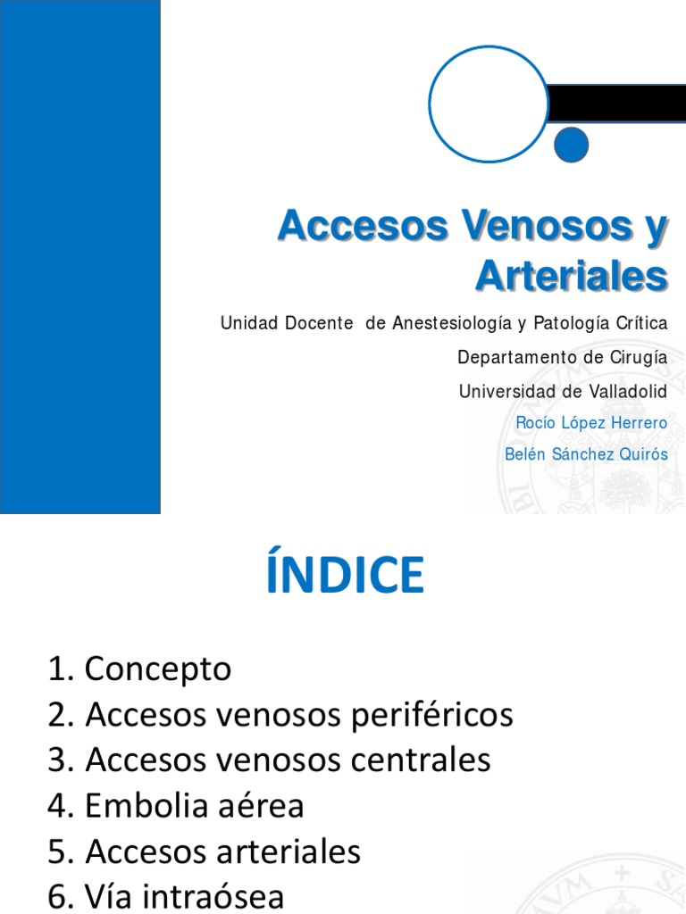 Accesos Venosos y Arteriales | PDF | Terapia intravenosa | Vena