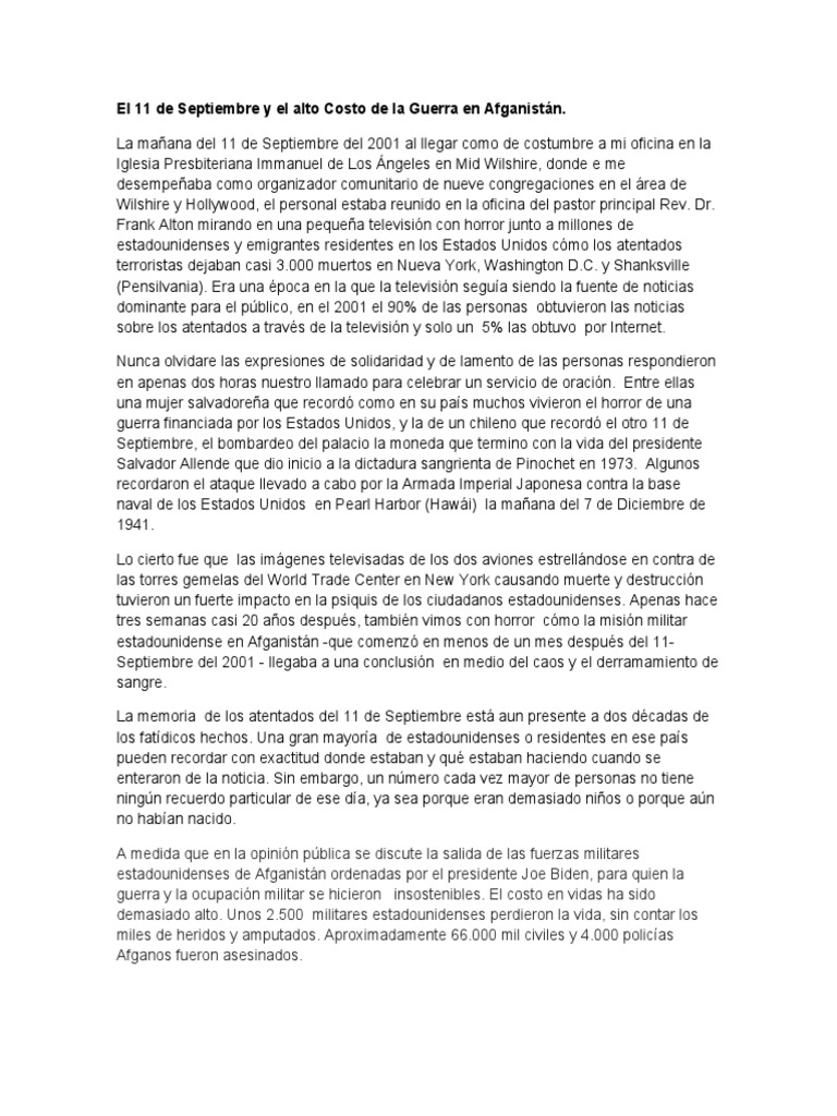El 11 De Septiembre Y Afganistán Pdf Ataques Del 11 De Septiembre