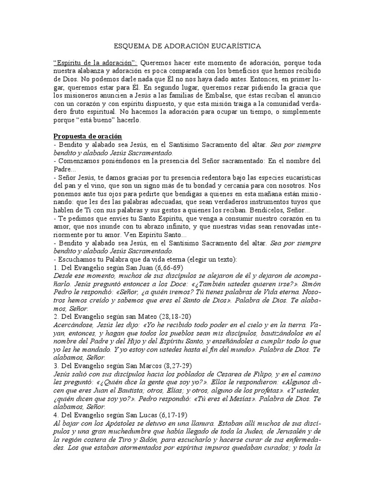 Esquema de Adoración Eucarística | PDF | Oración | eucaristía