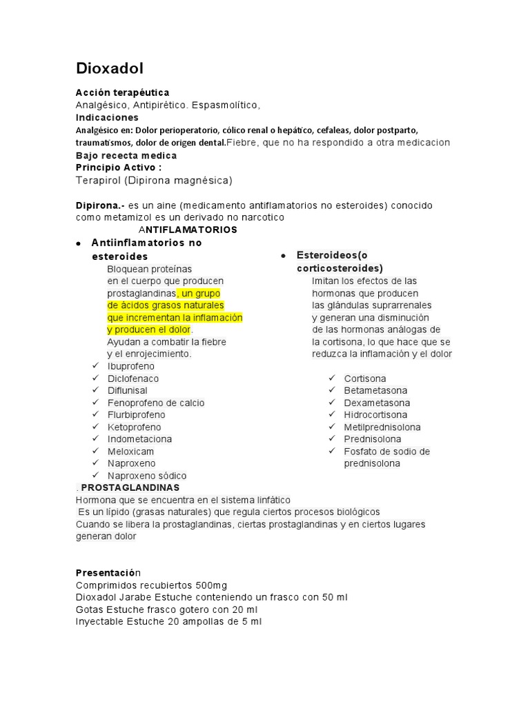 Dioxadol | PDF | Prostaglandina | Droga anti-inflamatoria libre de ...