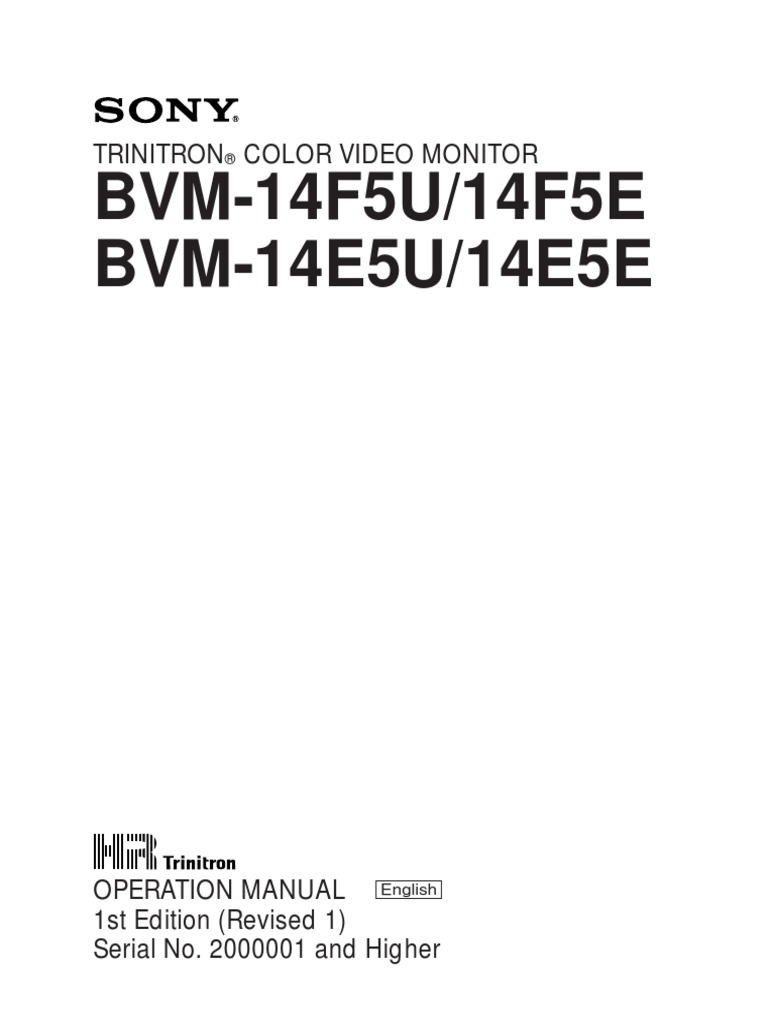 Sony BVM-14F5U PDF | PDF | Vidéo | Technologie de la télévision