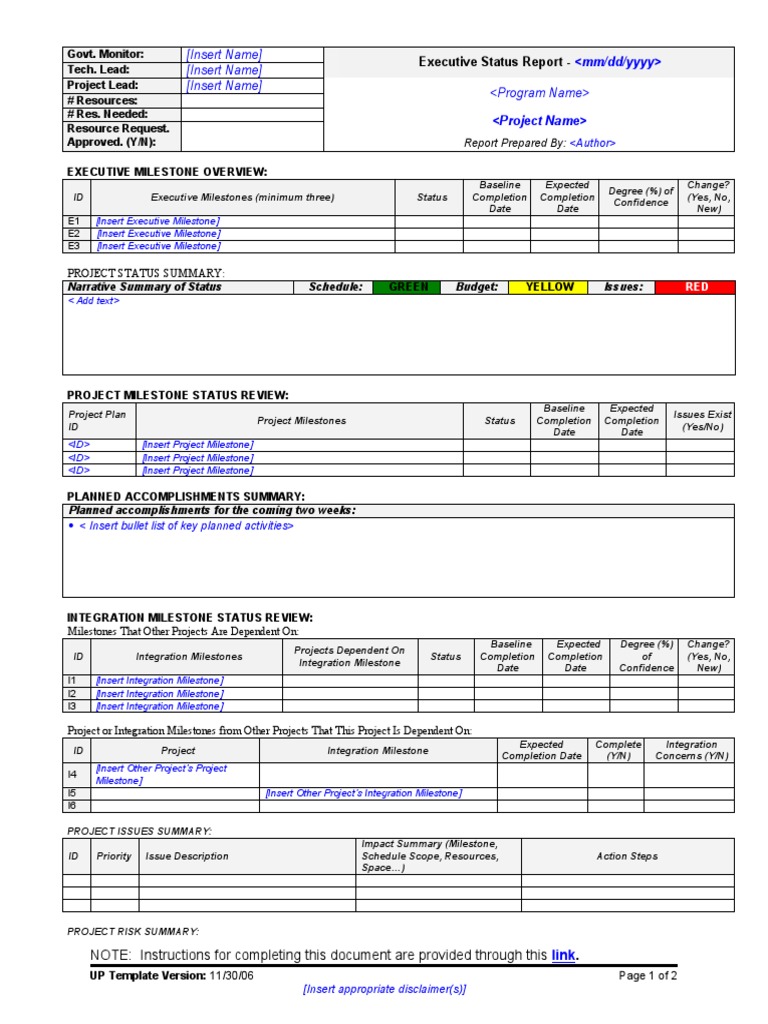 Project Status Report Template | PDF
