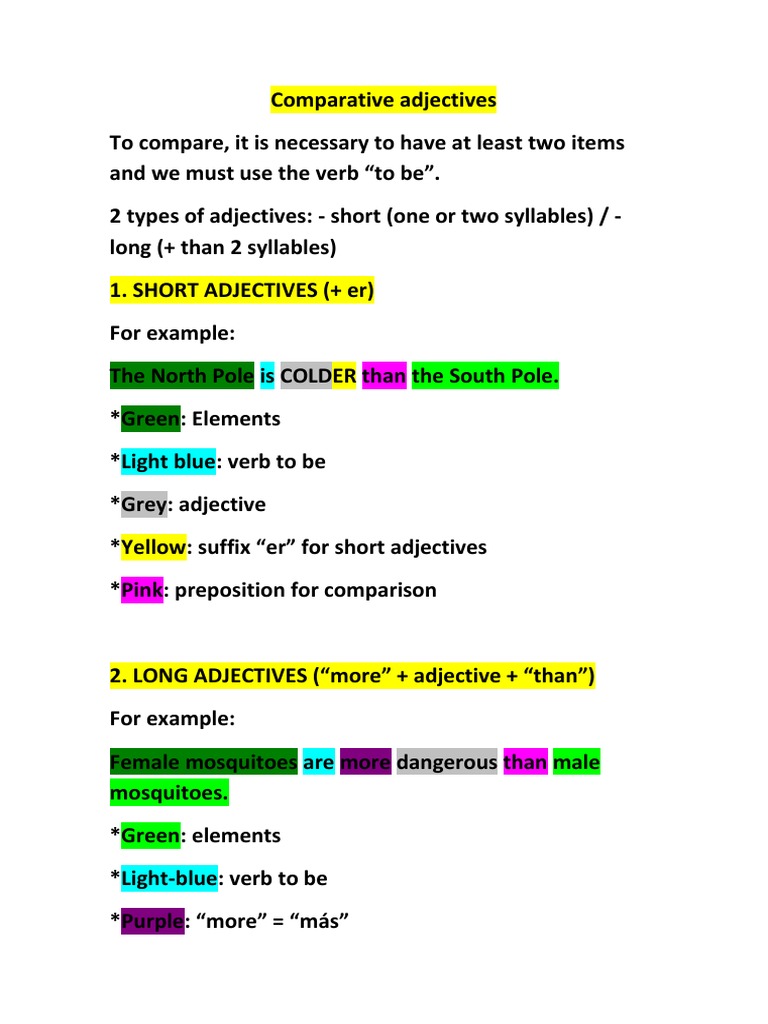 Comparative Adjectives Theory | PDF