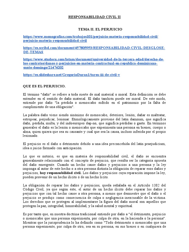 El Perjuicio | PDF | Daños y perjuicios | Pagos