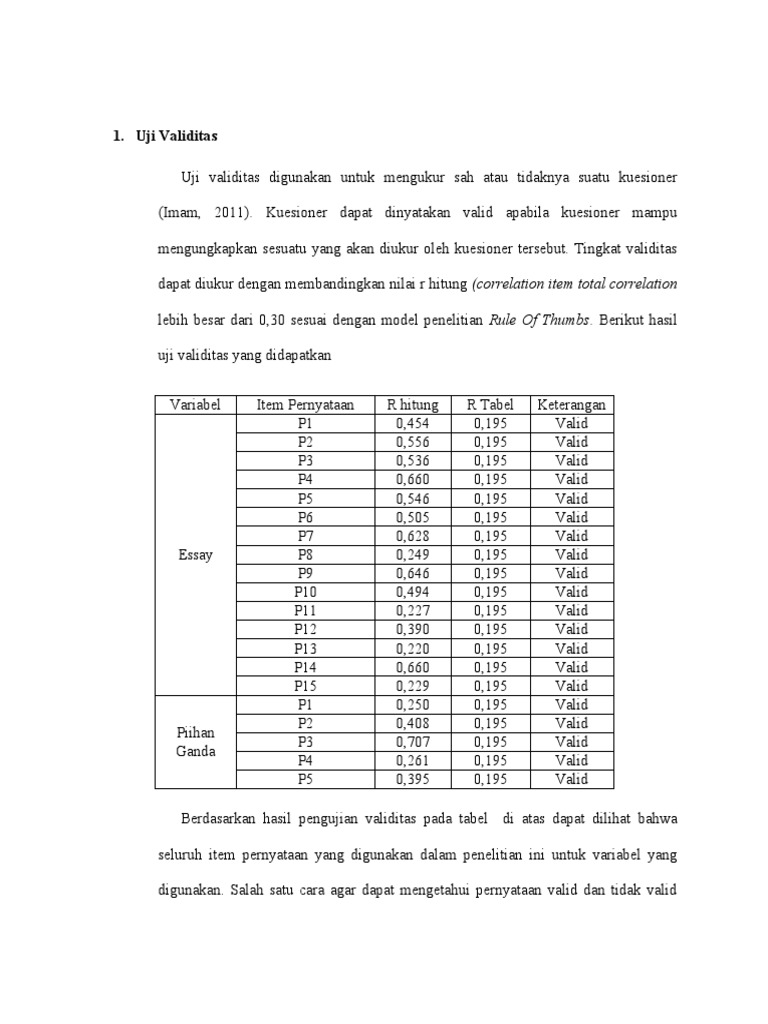 Uji Validitas | PDF