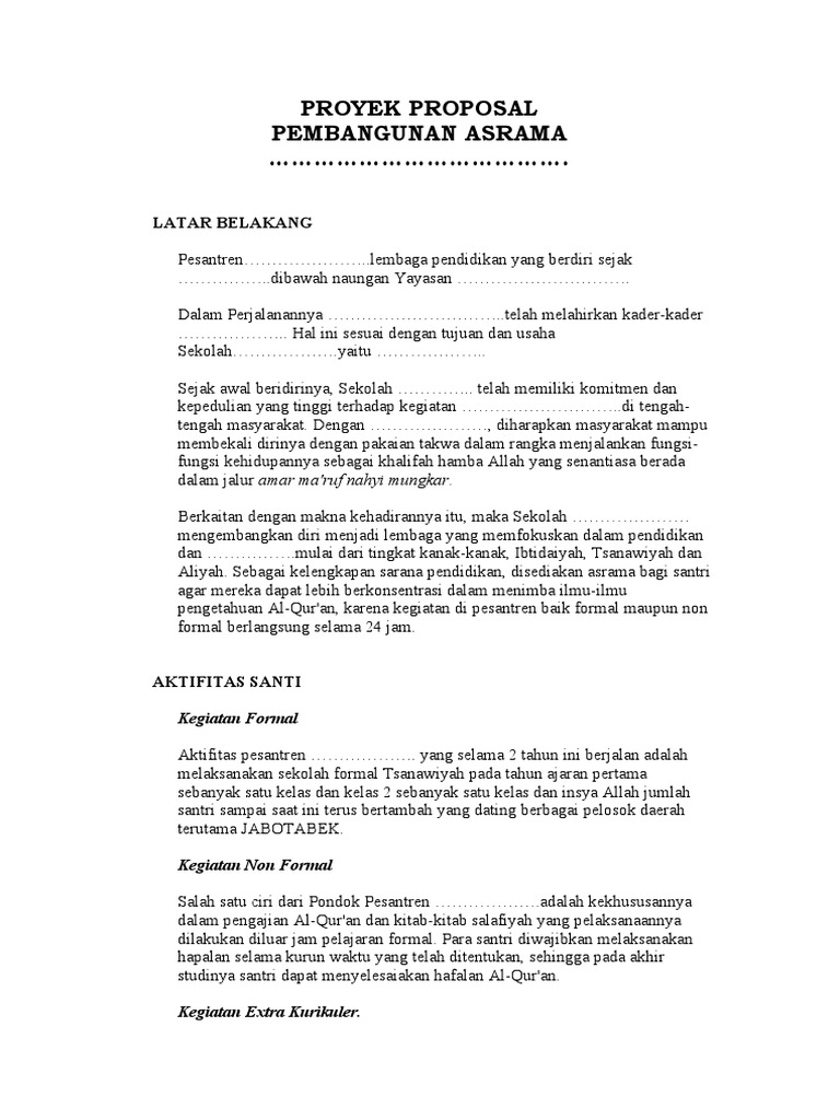 Contoh PROPOSAL ASRAMA | PDF