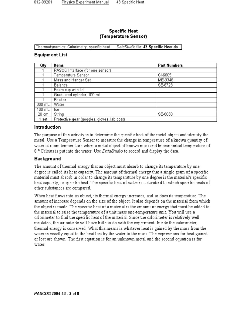 43 Specific Heat | PDF