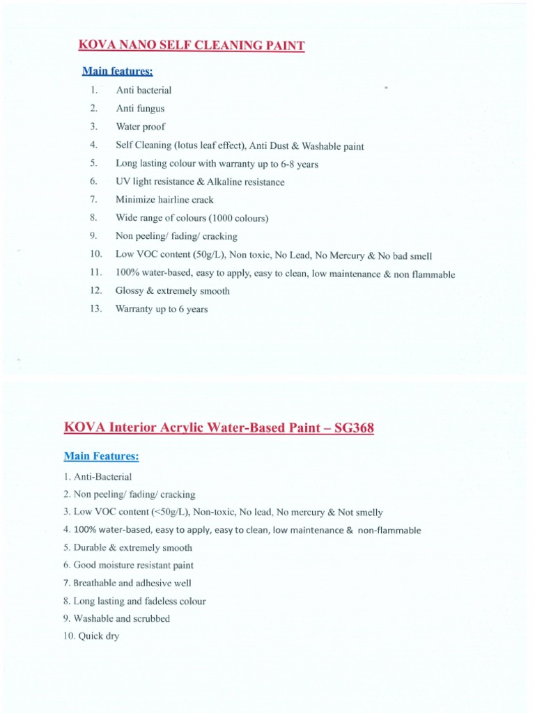 Kova Paint Features | PDF