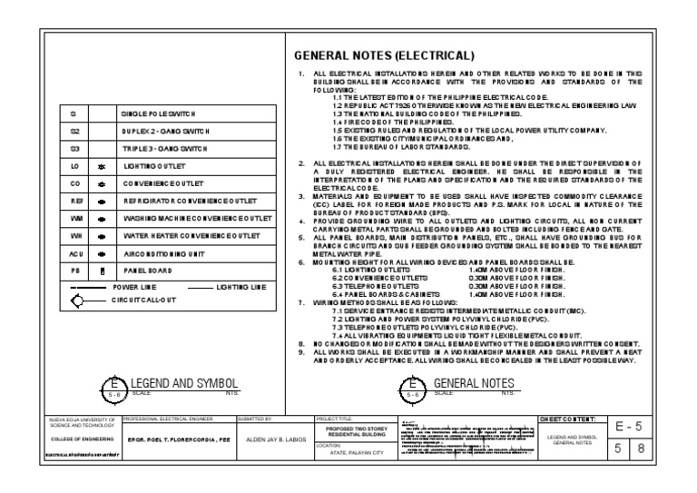 Legend & General Notes | PDF | Electrical Wiring | Engineering