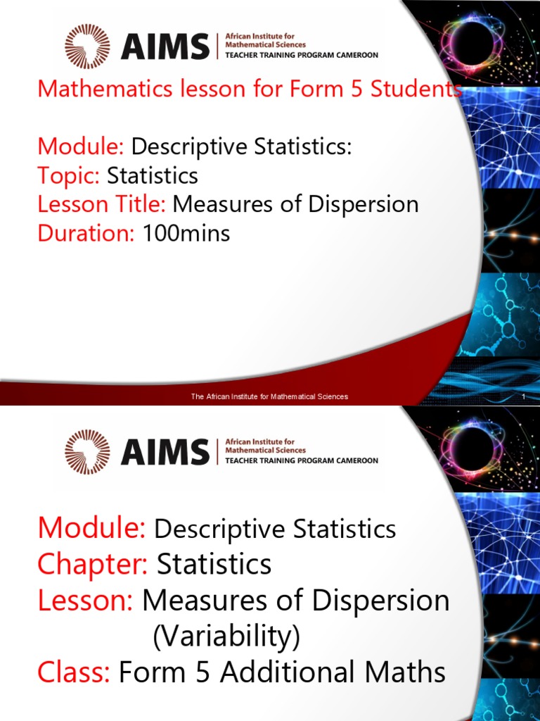 Measures of Dispersion For Grouped and Ungrouped Data F5 Additional ...