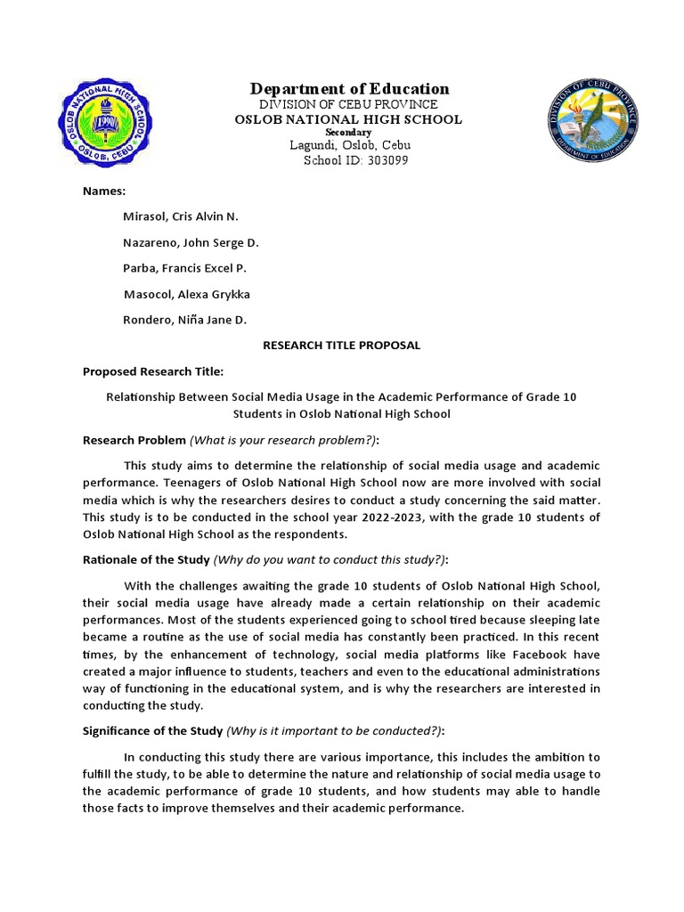 Research Title Proposal | PDF | Sampling (Statistics) | Qualitative Research