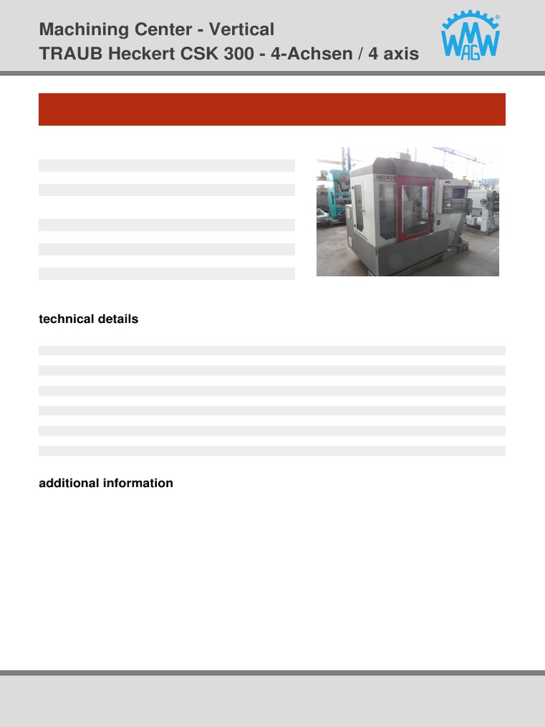 TRAUB Heckert-CSK 300 - 4-Achsen 4 Axis PDF | PDF | Mechanical ...