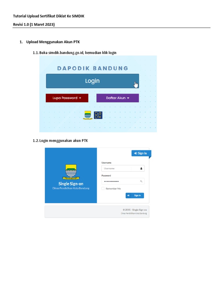 Tutorial Upload Sertifikat Diklat Ke SIMDIK.rev1.pdf | PDF