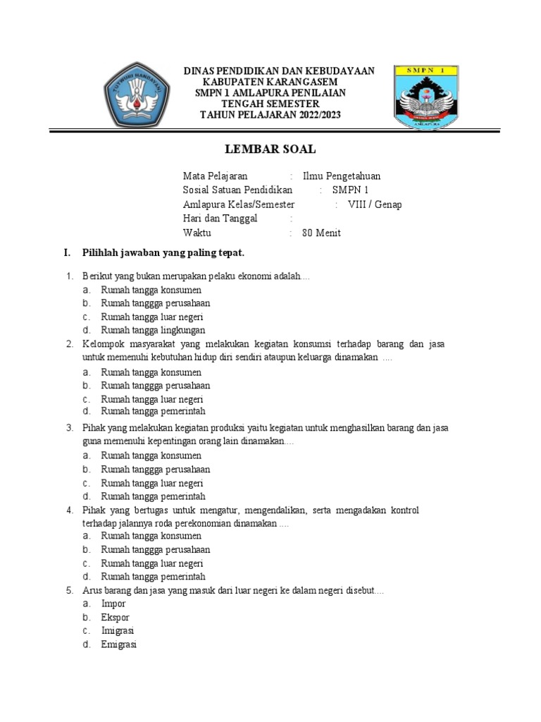 Soal PTS IPS Kelas VIII.docx | PDF