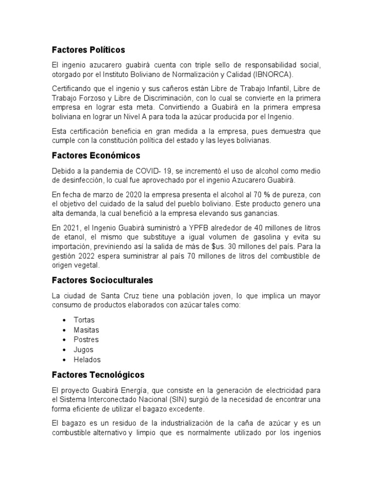 Factores Políticos | PDF | Entorno natural | Bolivia