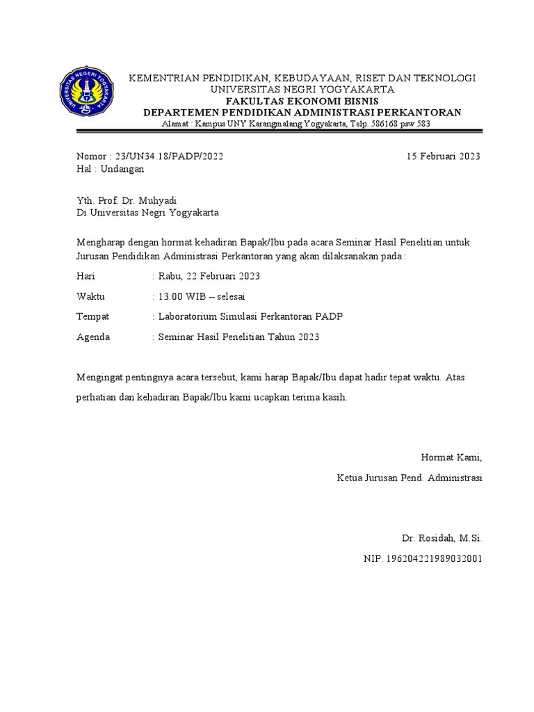 Contoh Surat Undangan | PDF