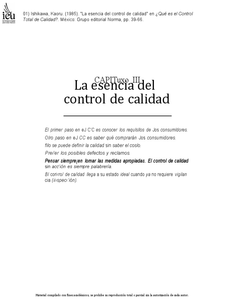 Ishikawa, Kaoru. (1985) . | PDF | Calidad (comercial) | Los consumidores