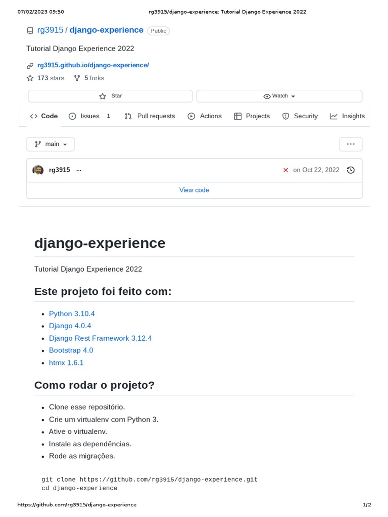 Rg3915 Django Experience Tutorial Django Experience 2022 Pdf