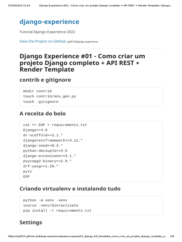 Django Experience #01 - Como Criar Um Projeto Django Completo + API REST + Render Template ...