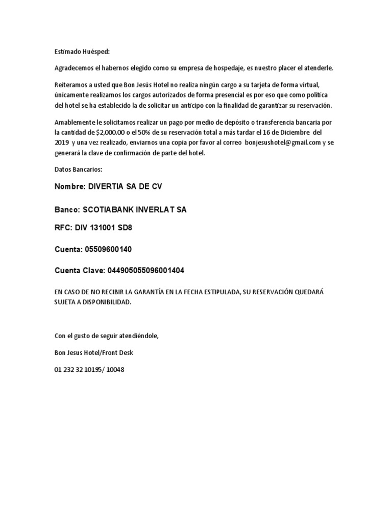 Estimado Huésped | PDF