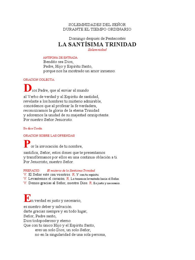 Prefacio de la Santísima Trinidad | PDF | Trinidad | eucaristía