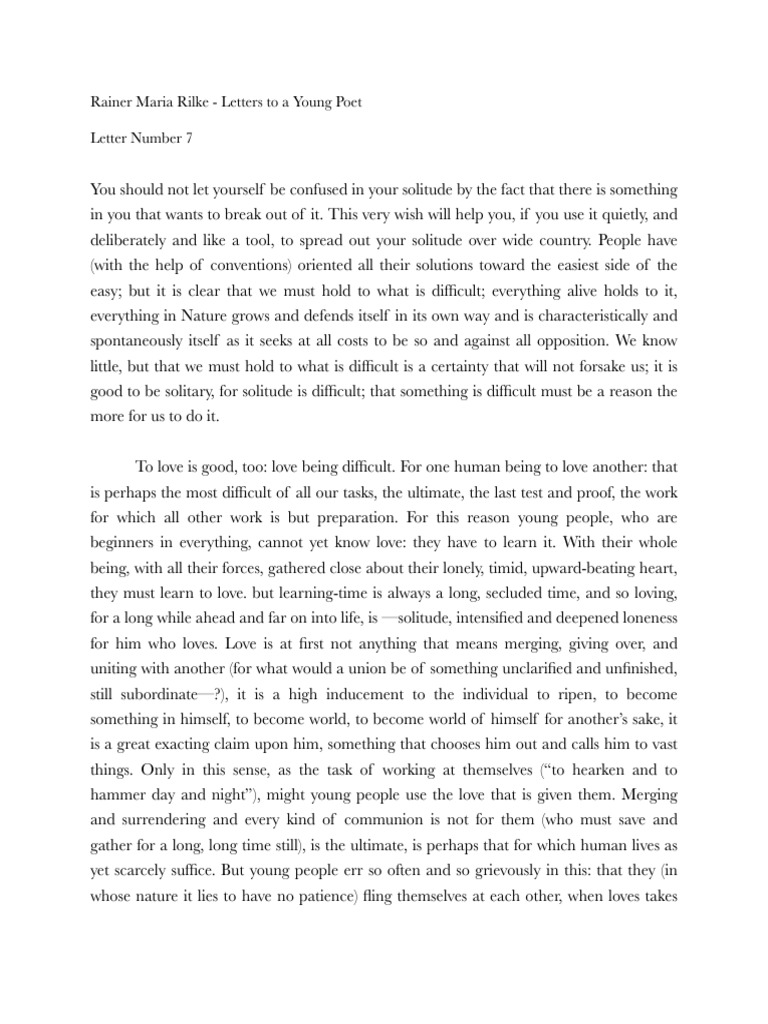 Letter To A Young Poet - About Love | PDF