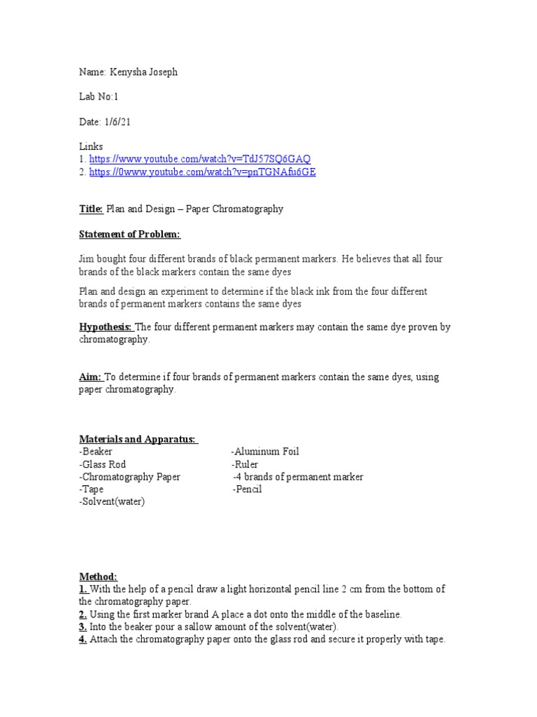 Paper Chromatography of Black Markers | PDF | Chromatography | Ink