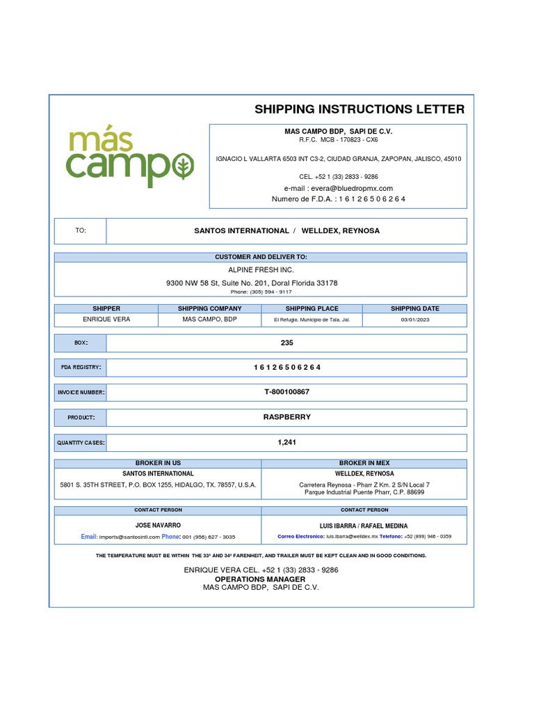 Shipping Letter MC0002 PDF | PDF