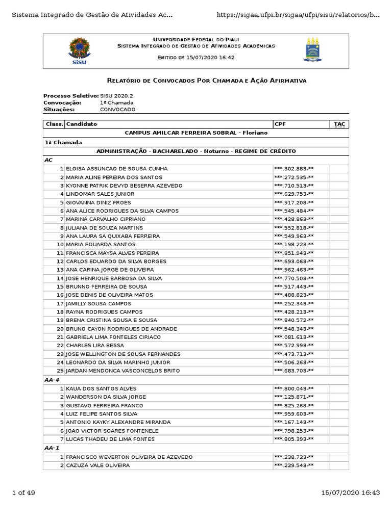 1a Convocacao SISU 2020220200715185855 PDF | PDF