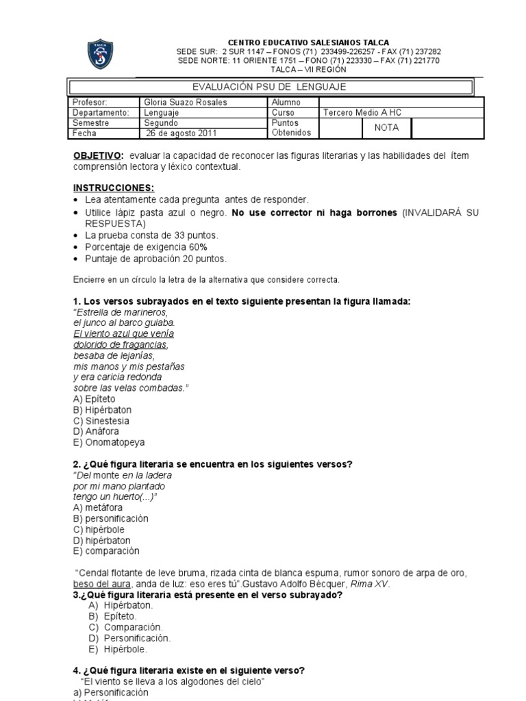 prueba figuras literarias