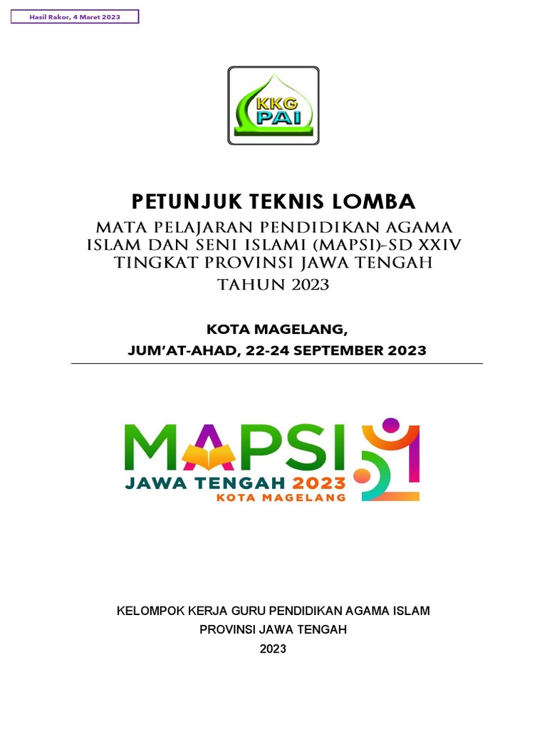 Juknis Lomba MAPSI SD 2023 Jawa Tengah | PDF