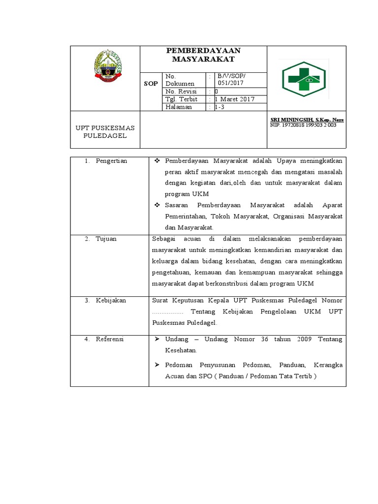 Sop Pemberdayaan Masyarakat | PDF | Karier & Perkembangan | Kesehatan Holistik