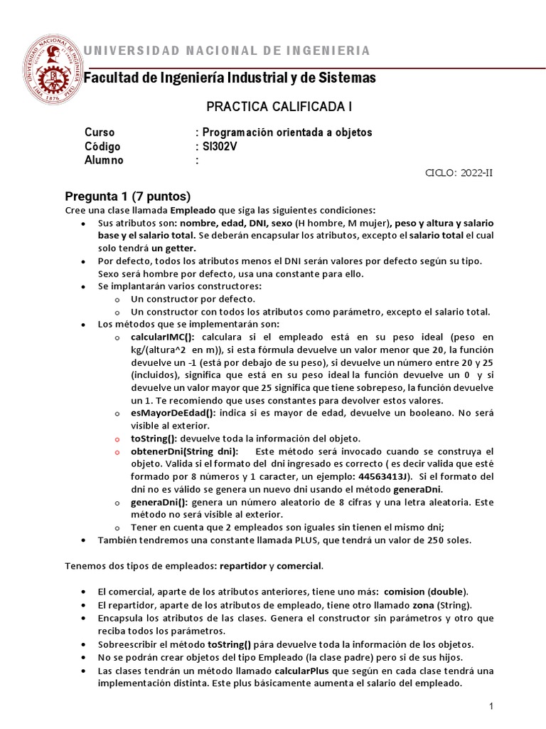 PrimeraPractica2022IIv1 1 | PDF | Constructor (Programación Orientada a Objetos) | Programación
