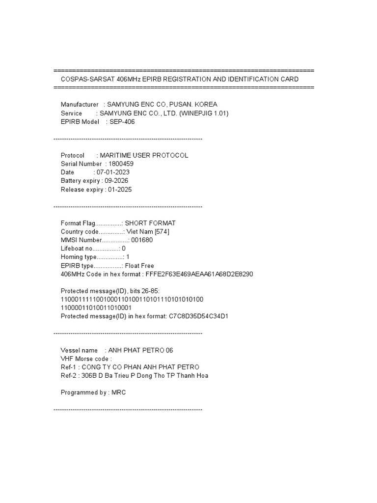 EPIRB Registration for Mariners | PDF