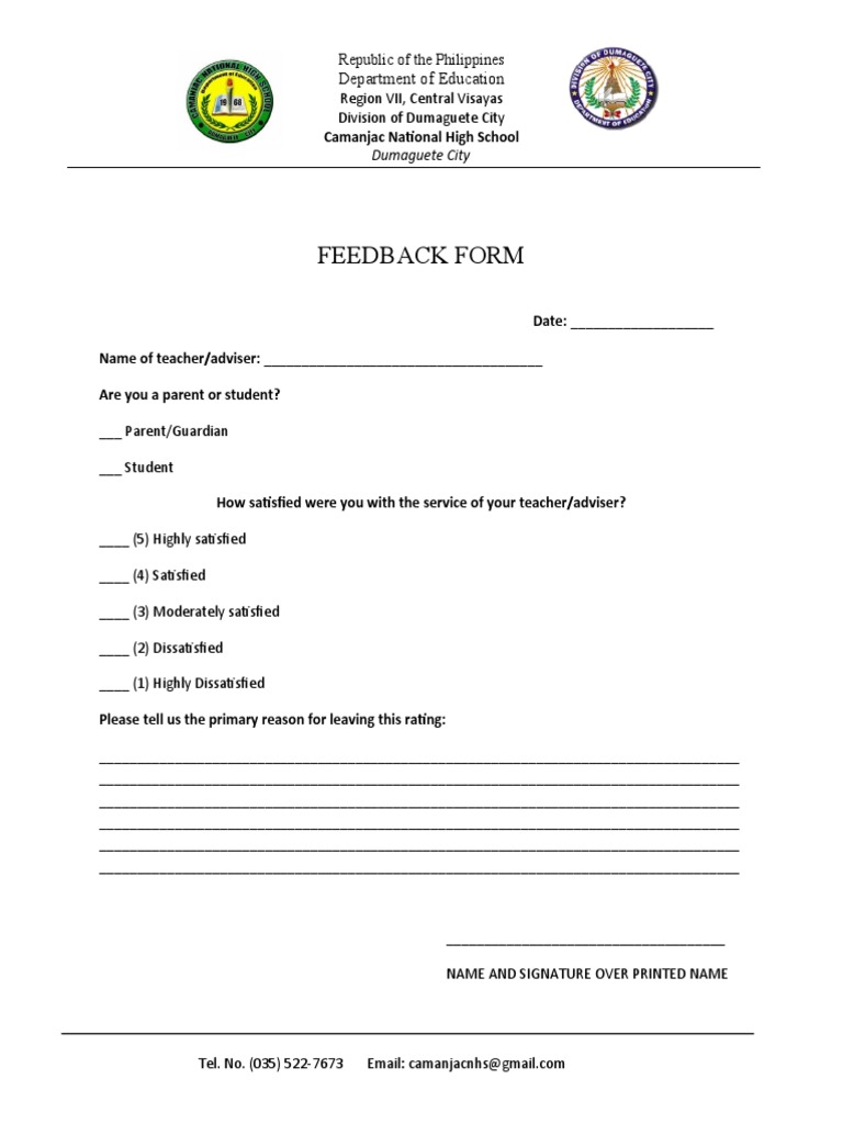 Feedback Form | PDF