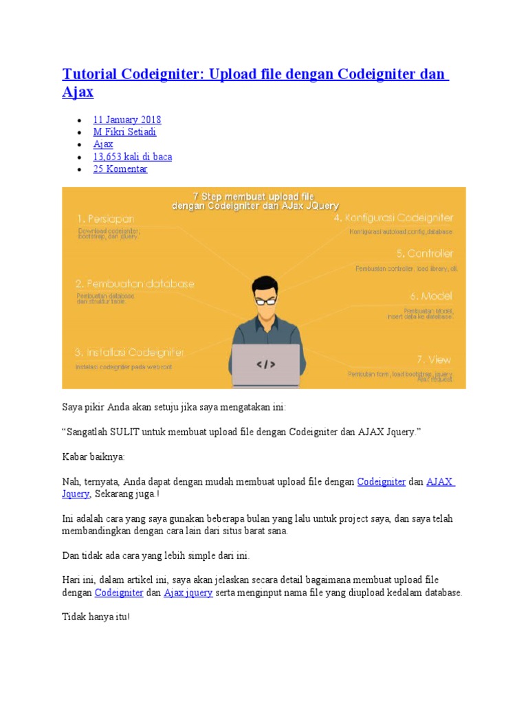 Tutorial Codeigniter Upload File Dengan Ci Dan Ajax | PDF | Komputer