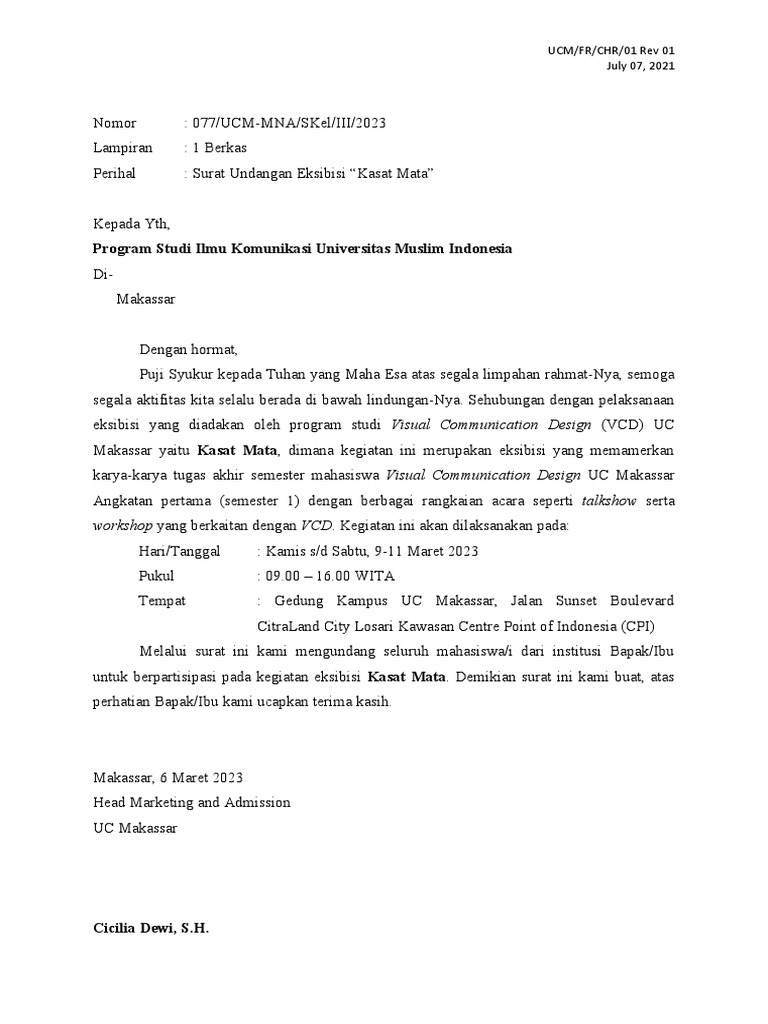 Surat Undangan Kasat Mata | PDF