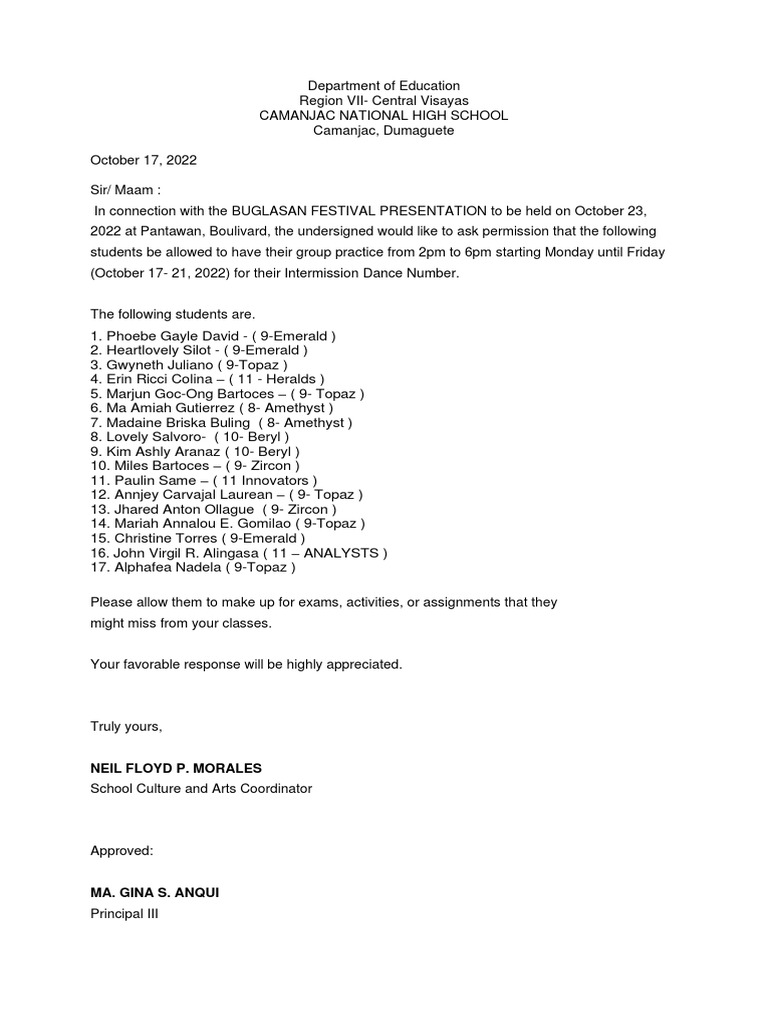 Excuse Letter | PDF