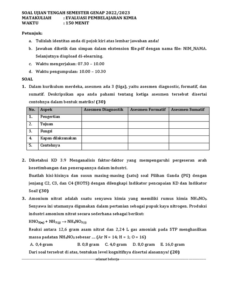 Soal UTS EPK 2022-2023 | PDF